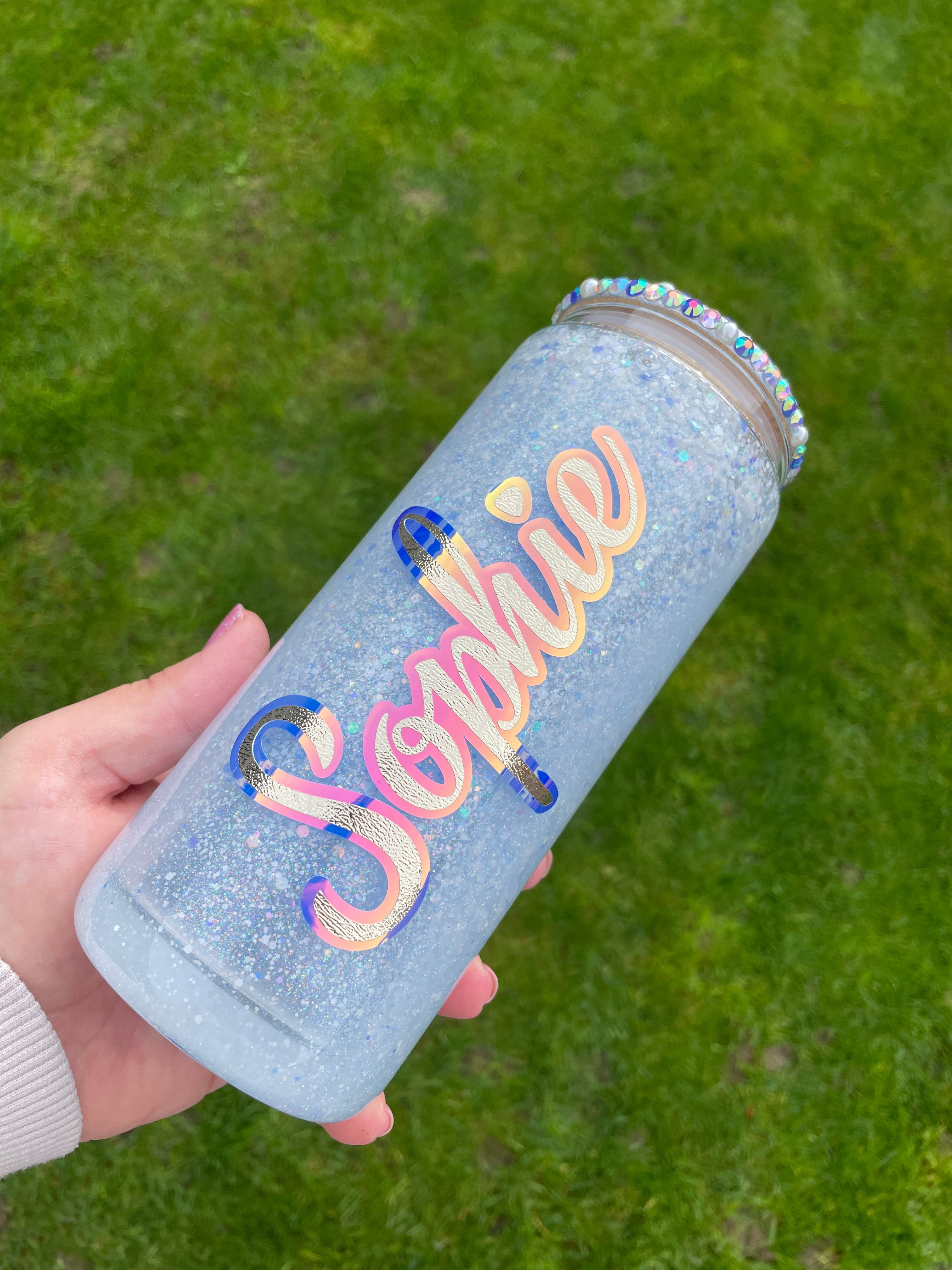 Vinyl Name Glass Snow Globe Tumbler – Twinnie Crafts